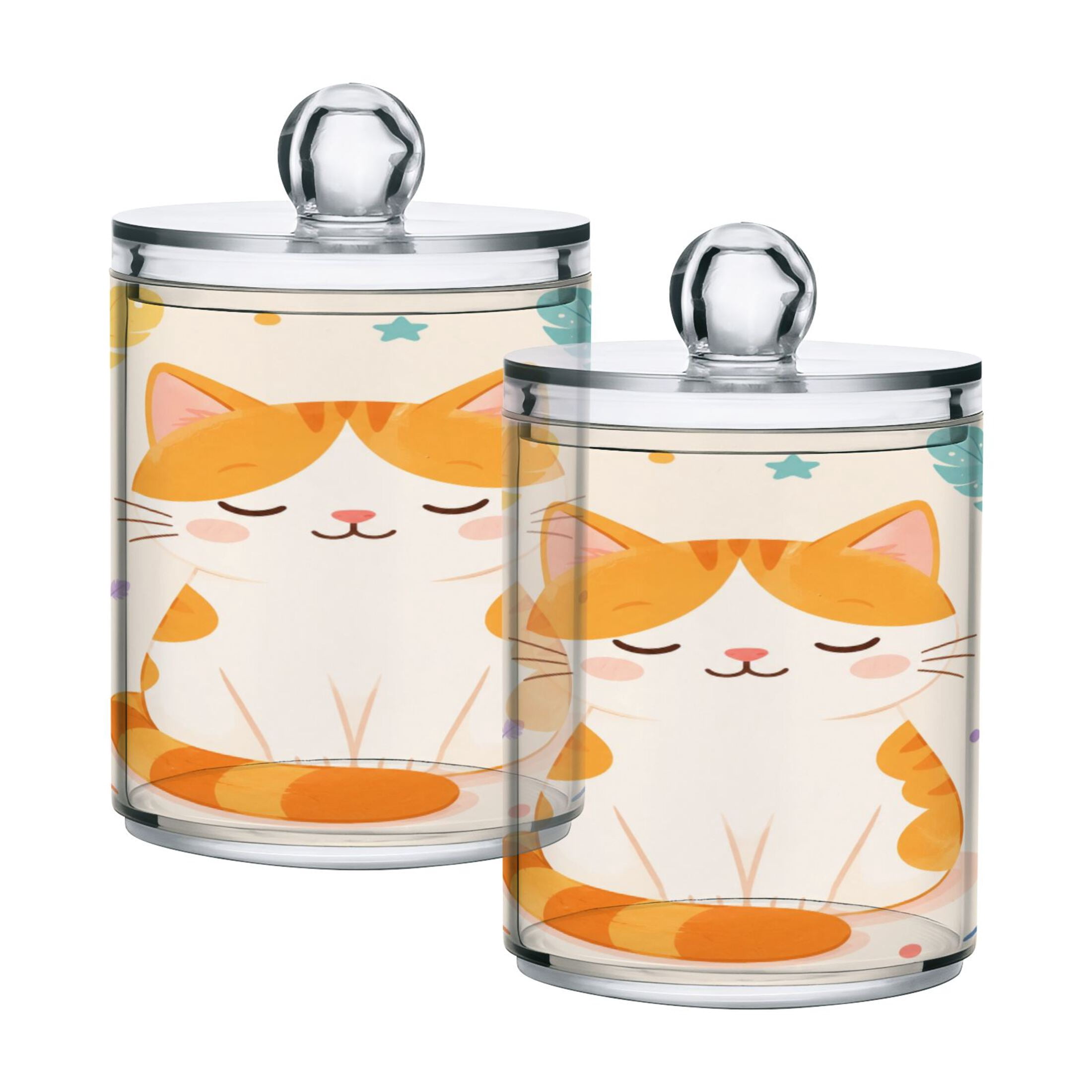 2PCS Clear Storage Jars Cotton Swabs Cans Translucent Plasticental ...