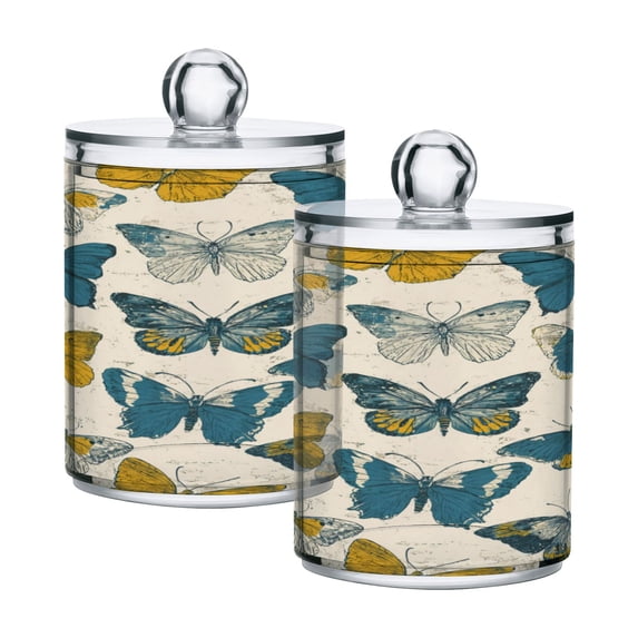 2PCS Clear Storage Jars Cotton Swabs Cans Translucent Plasticental ...