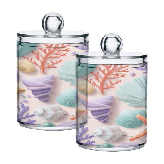 2PCS Clear Storage Jars Cotton Swabs Cans Translucent Plasticental ...