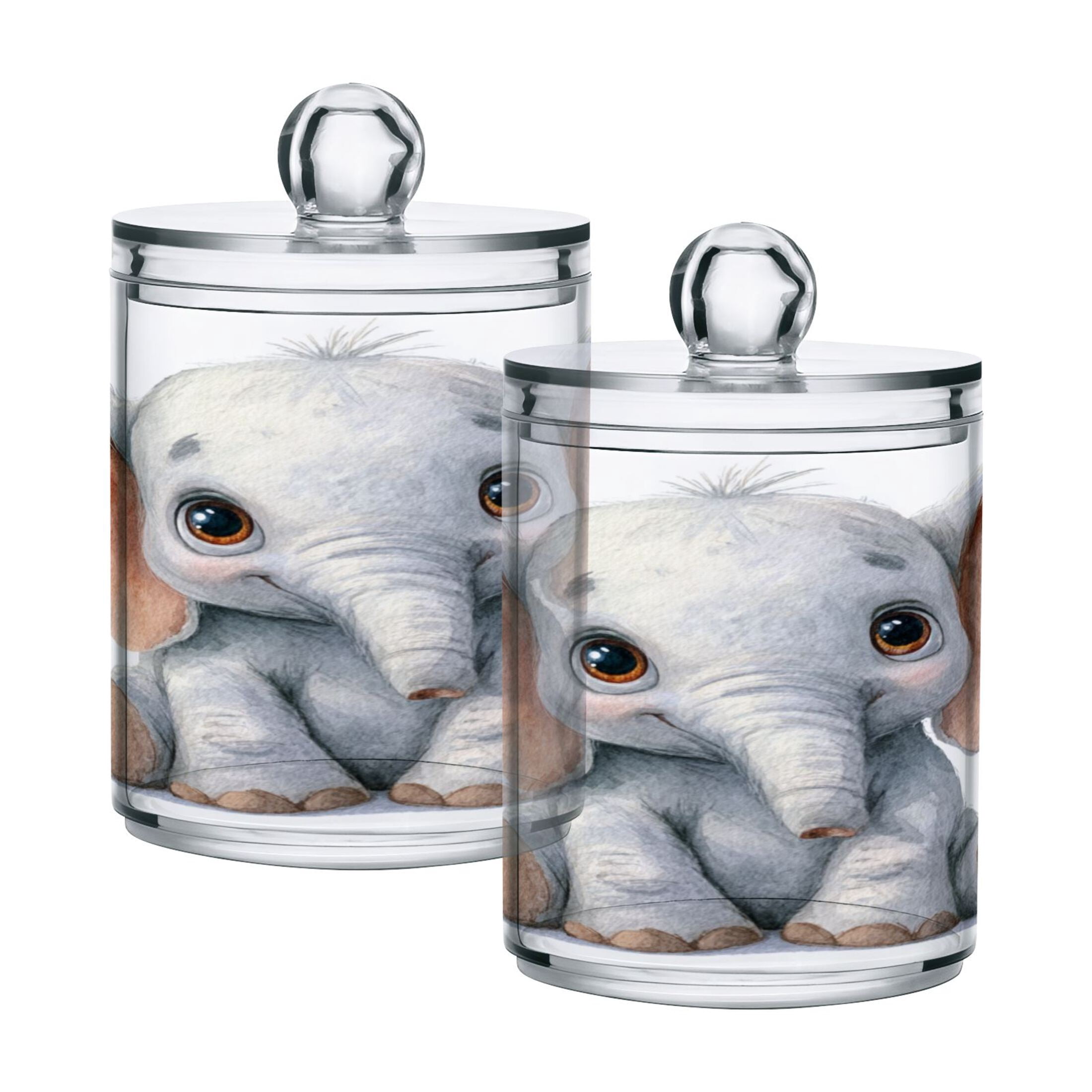 2PCS Clear Storage Jars Cotton Swabs Cans Translucent Plasticental ...