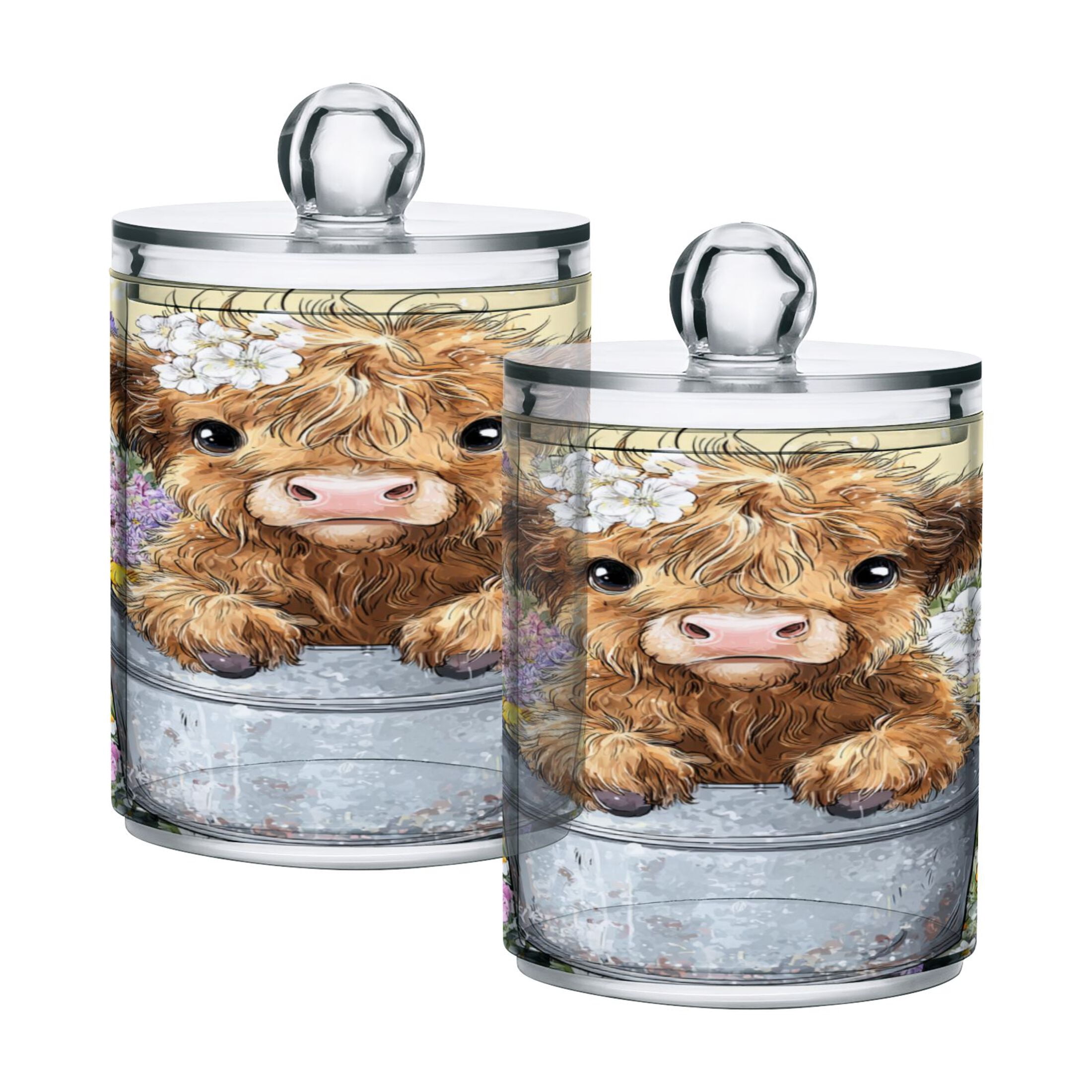 2PCS Clear Storage Jars Cotton Swabs Cans Translucent Plasticental ...