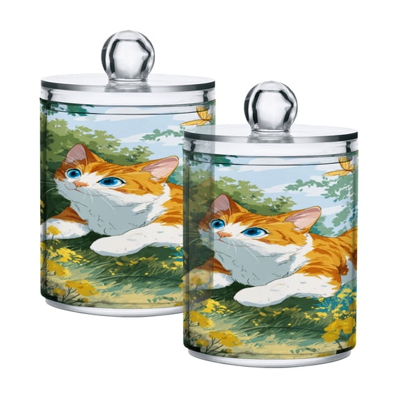 2PCS Clear Storage Jars Cotton Swabs Cans Translucent Plasticental ...
