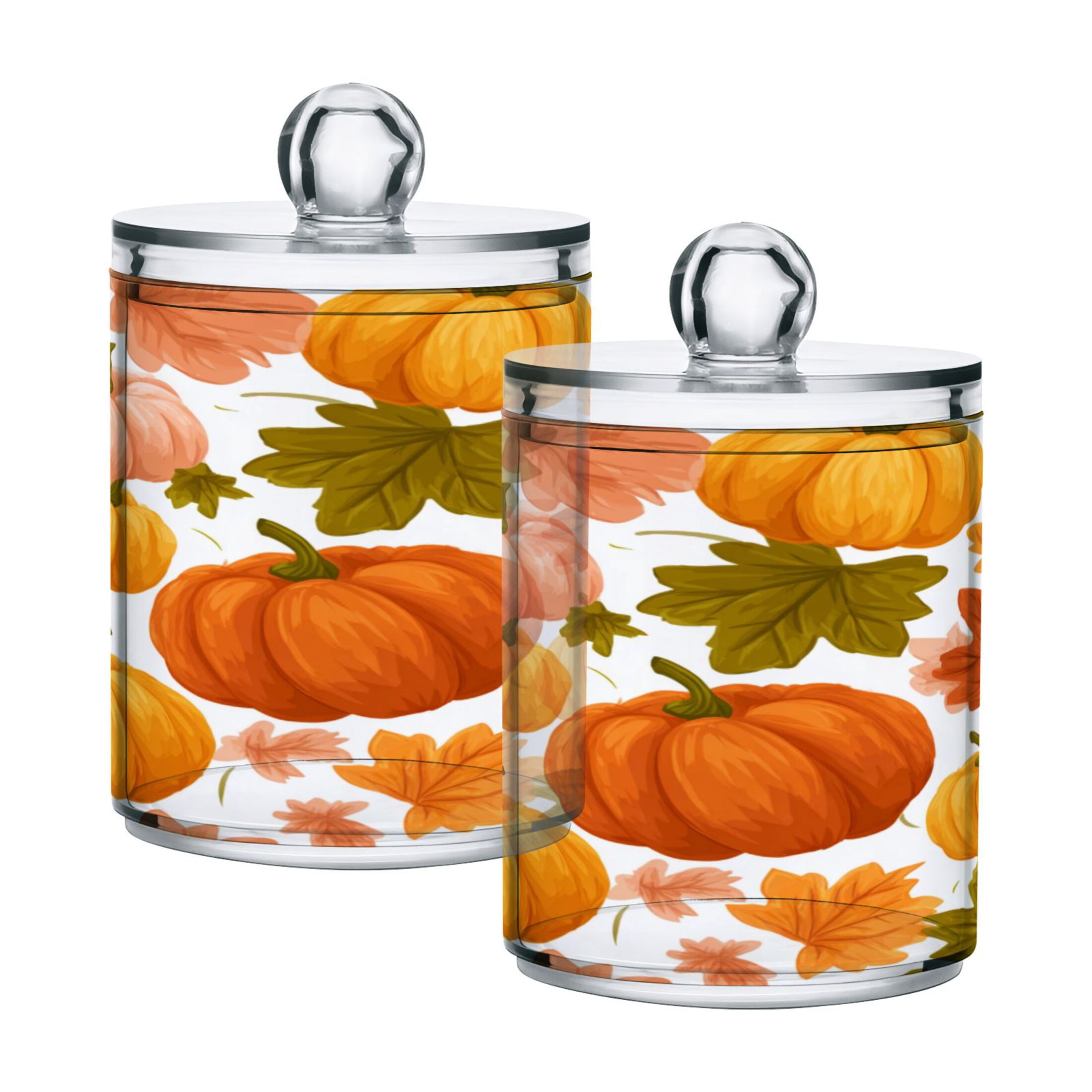 2PCS Clear Storage Jars Cotton Swabs Cans Translucent Plasticental ...