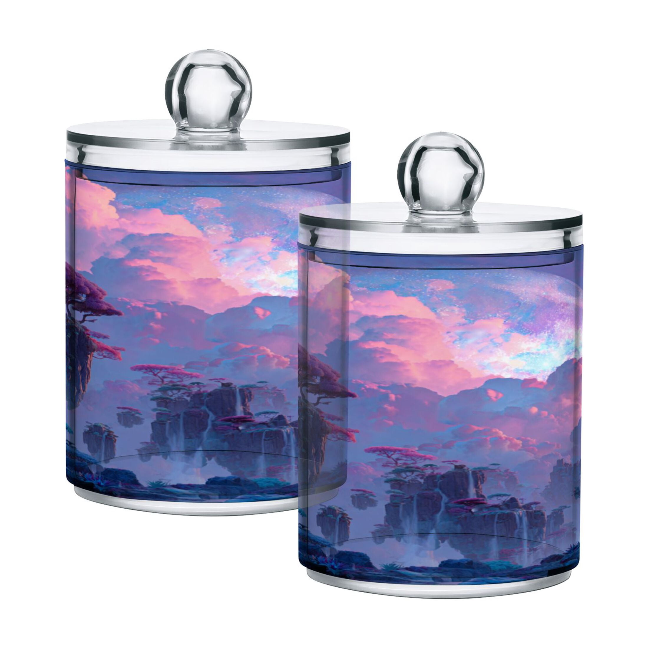 2PCS Clear Storage Jars Cotton Swabs Cans Translucent Plasticental ...