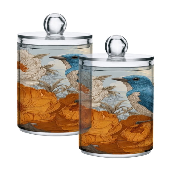 2PCS Clear Storage Jars Cotton Swabs Cans Translucent Plasticental ...