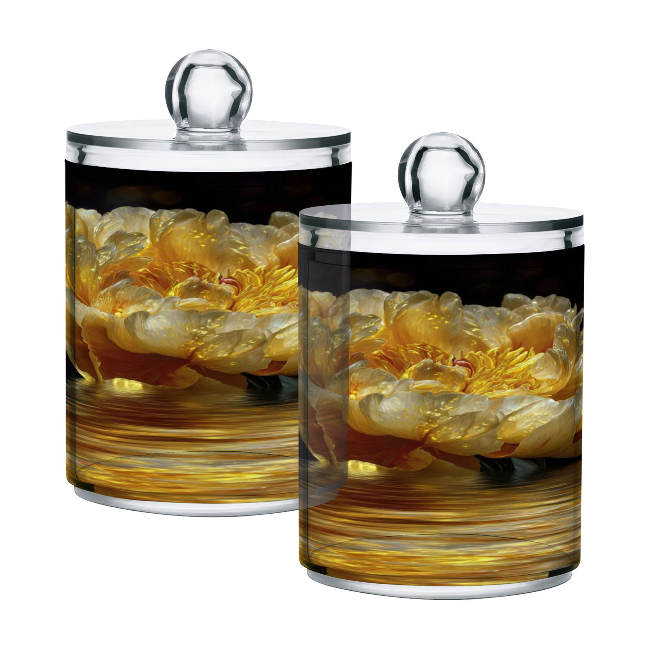 2PCS Clear Storage Jars Cotton Swabs Cans Translucent Plasticental ...