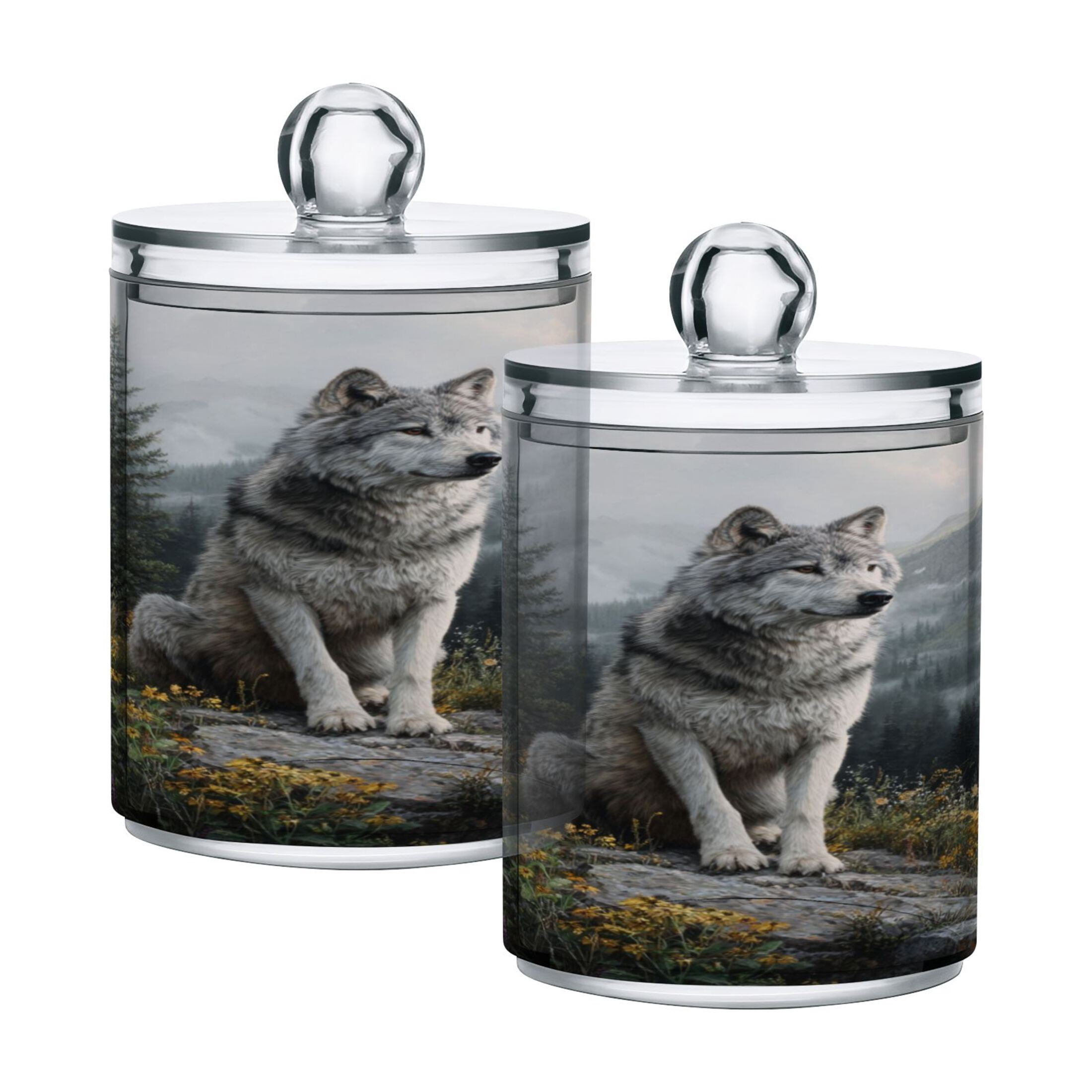 2PCS Clear Storage Jars Cotton Swabs Cans Translucent Plasticental ...