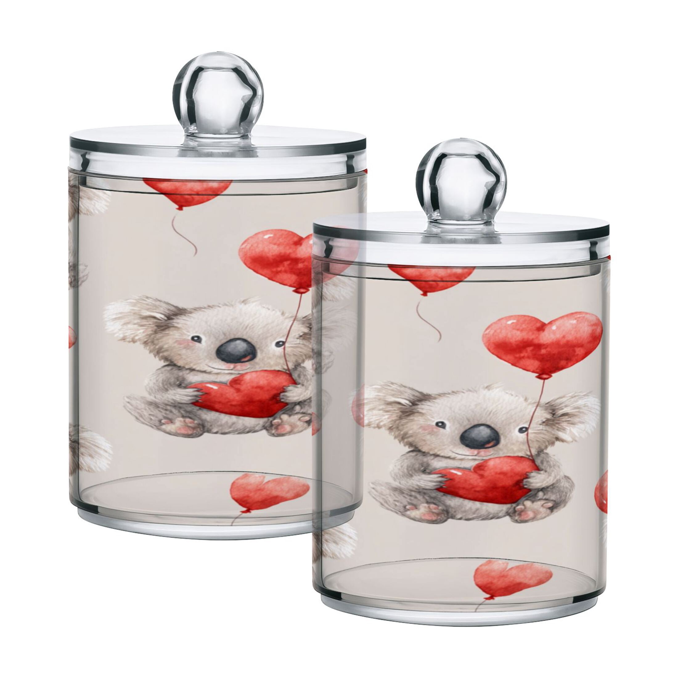 2PCS Clear Storage Jars Cotton Swabs Cans Translucent Plasticental ...