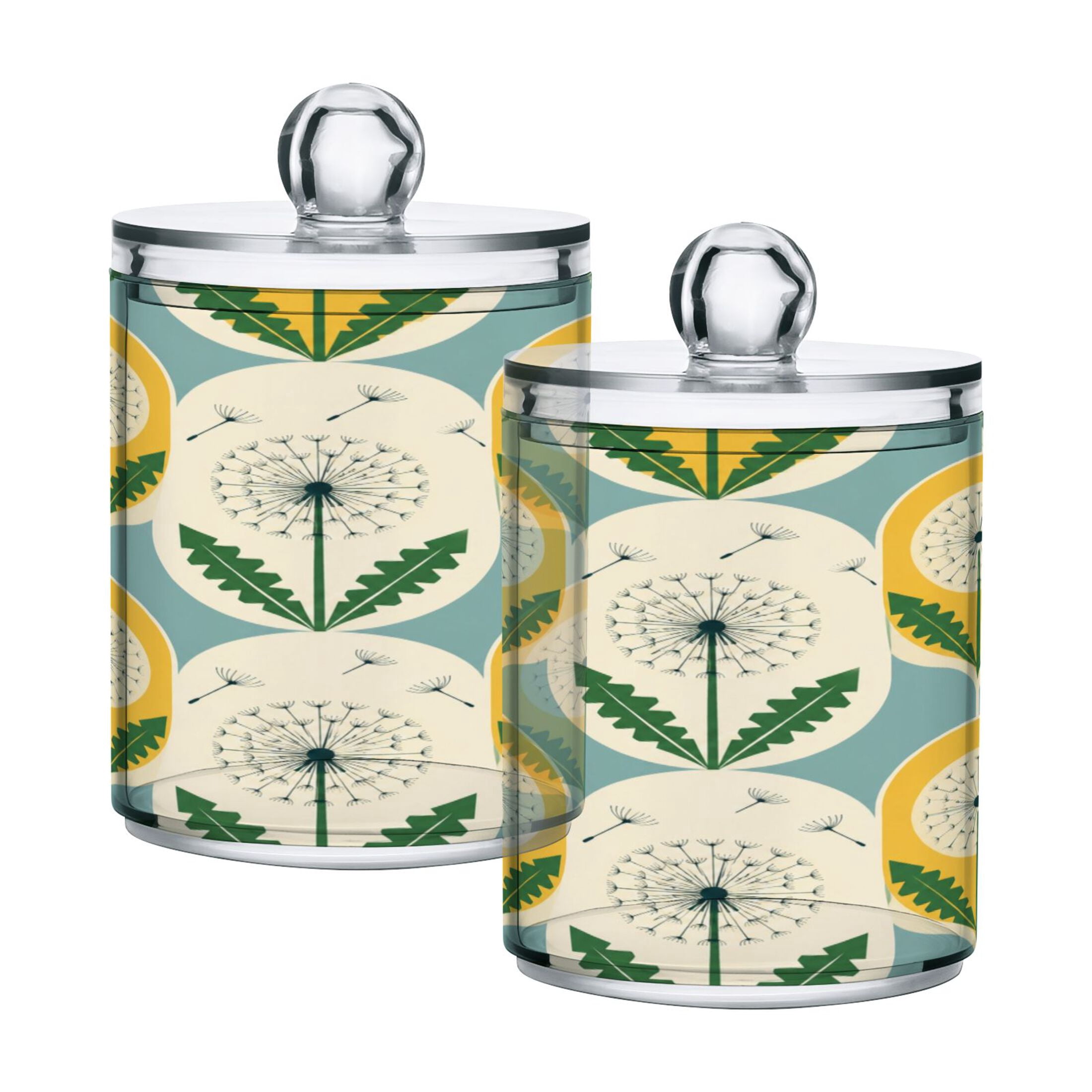2PCS Clear Storage Jars Cotton Swabs Cans Translucent Plasticental ...