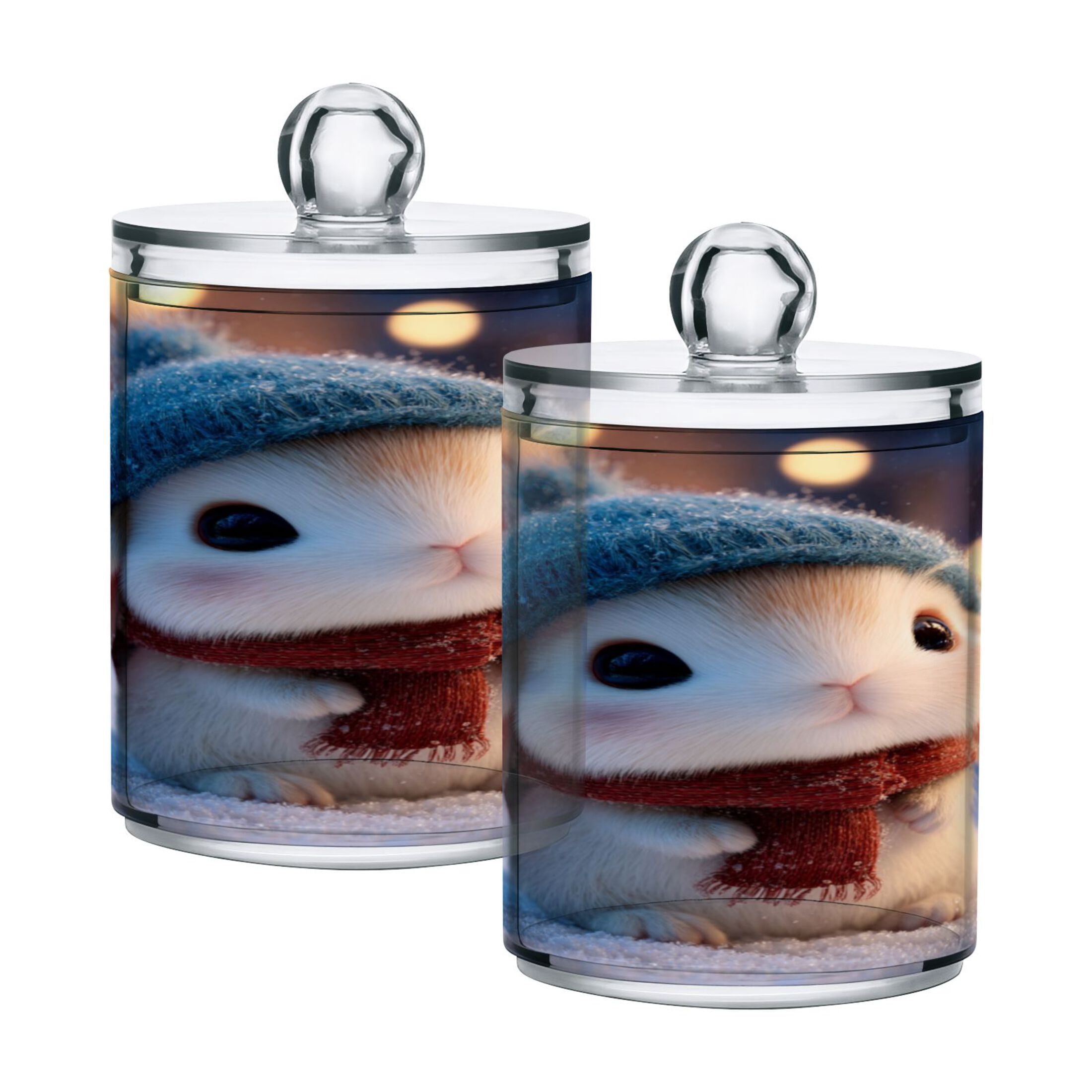 2PCS Clear Storage Jars Cotton Swabs Cans Translucent Plasticental ...