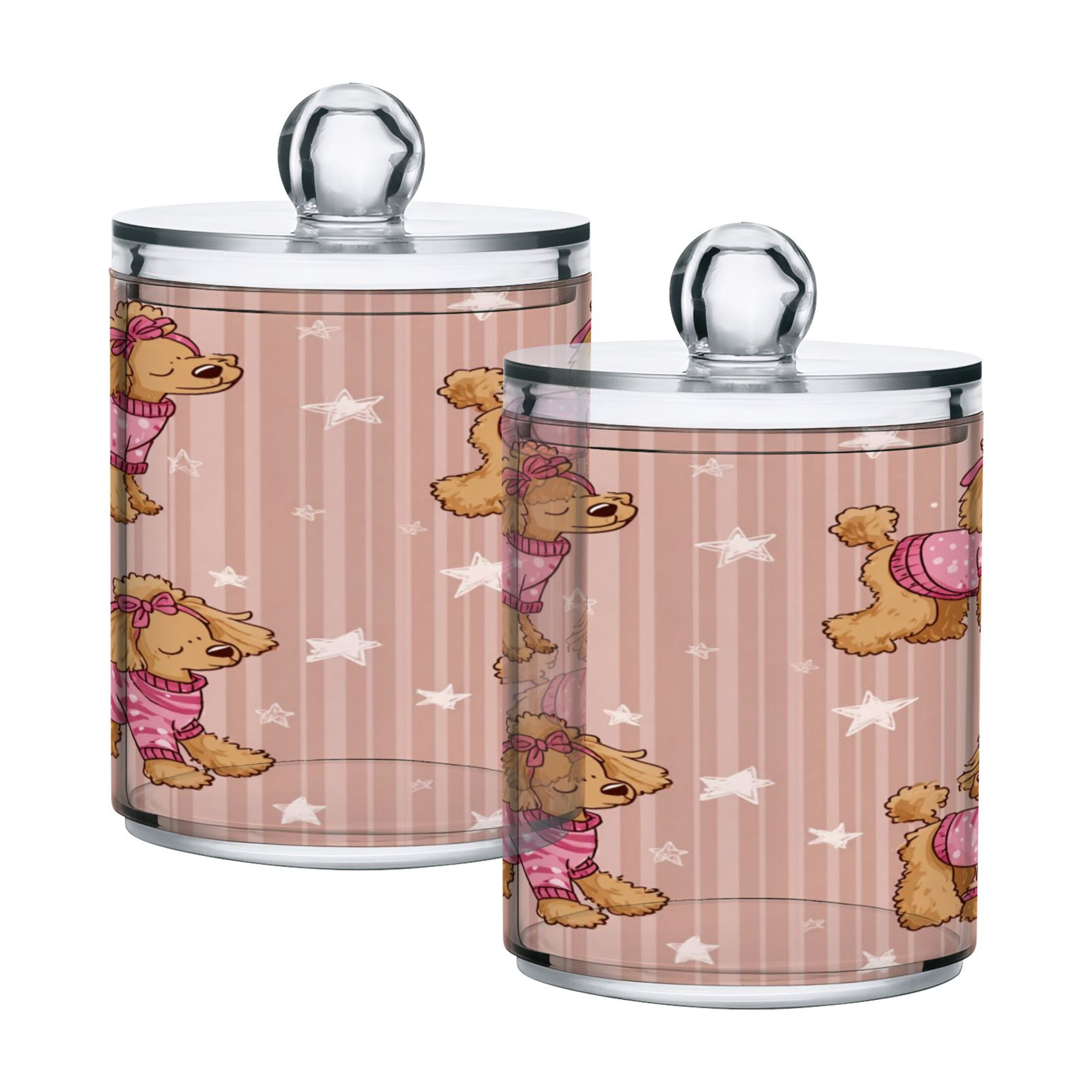 2PCS Clear Storage Jars Cotton Swabs Cans Translucent Plasticental ...