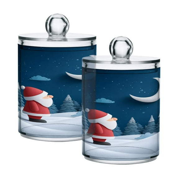 2PCS Clear Storage Jars Cotton Swabs Cans Translucent Plasticental ...