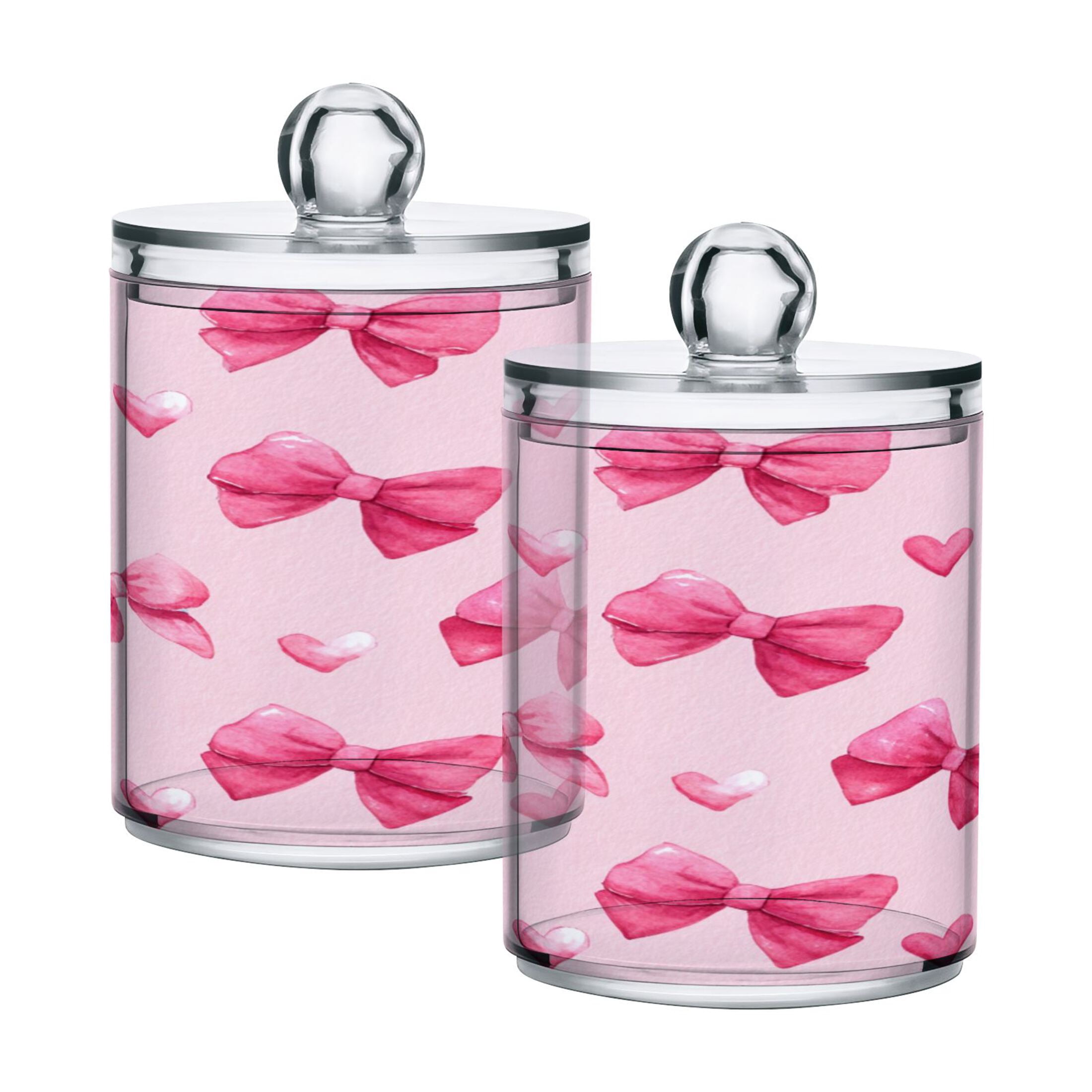 2PCS Clear Storage Jars Cotton Swabs Cans Translucent Plasticental ...