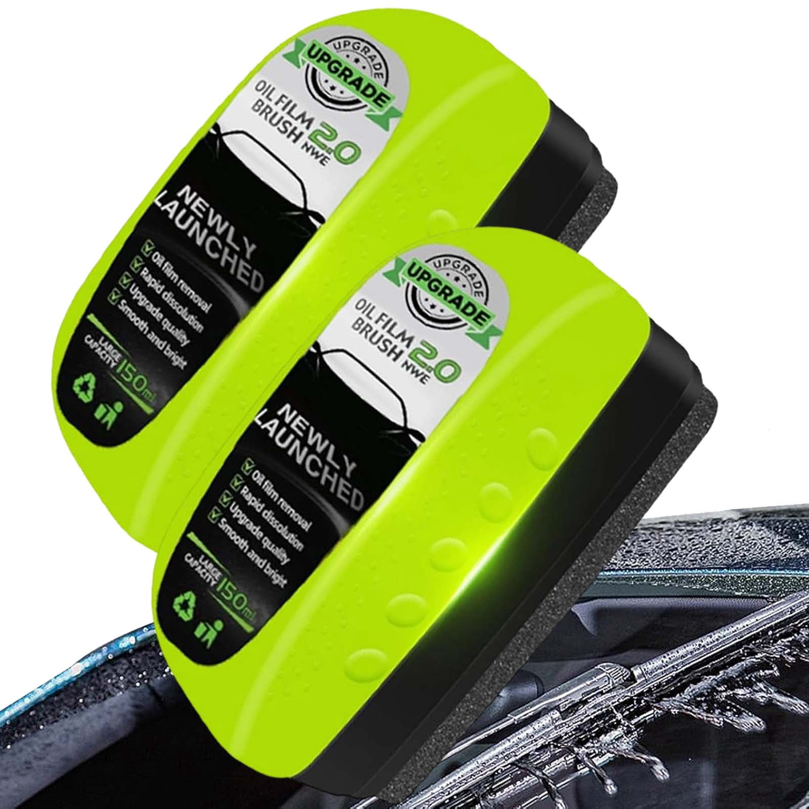 2PCS Clear Vision Glass Cleaner, Automotive Oil Film Cleaning Brush ...