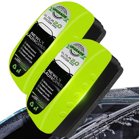 2PCS Clear Vision Glass Cleaner, Automotive Oil Film Cleaning Brush ...