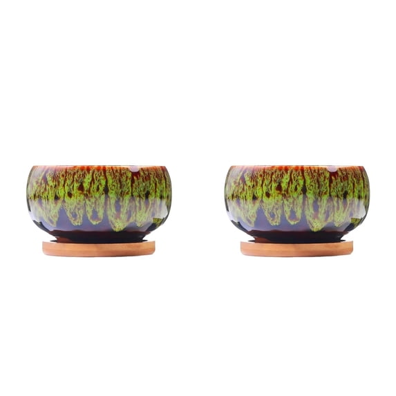 2PCS Clearance Sale! 4 Inch Round Ceramic Succulent Planter Pot Drip ...