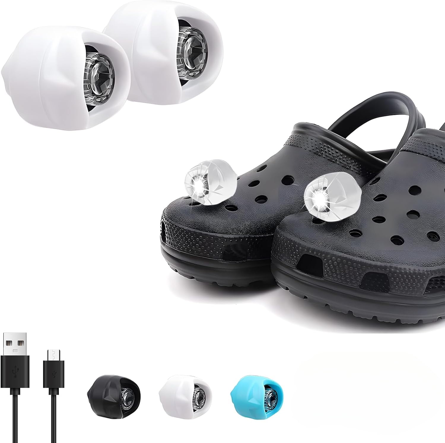 2PCS Clip-on Clog Headlights, Rechargeable Waterproof Shoe Lights with ...