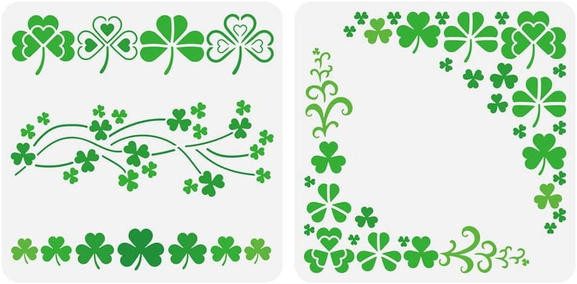 2PCS Clover Stencil for Painting 11.8x11.8 inch Reusable Three Leaf ...