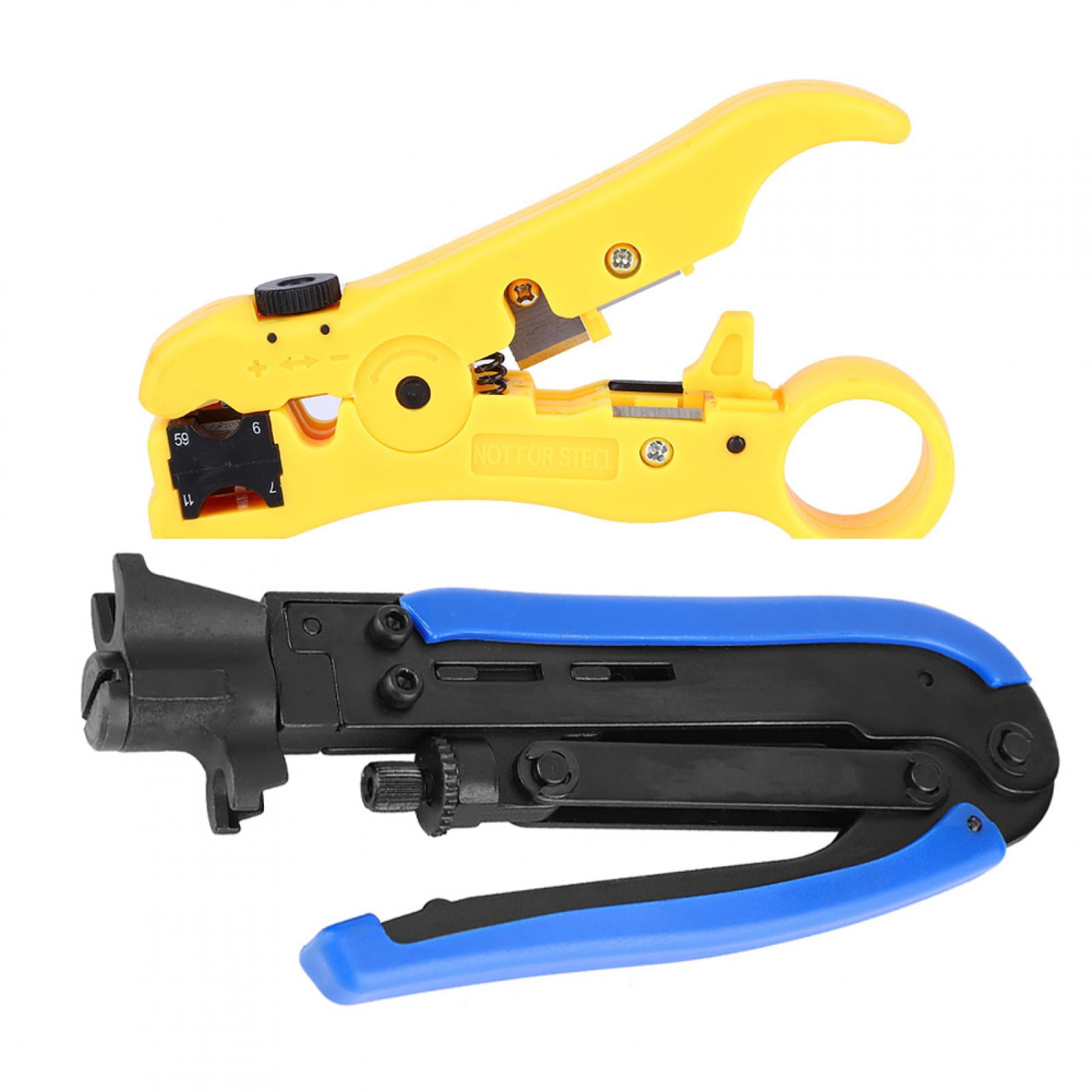 2PCS Coaxial Connectors Coax Cable Crimper Stripper Compression Tool ...