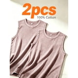 2PCS Coffee Brown + Coffee Brown Mens 100% Cotton Oversized Washed ...