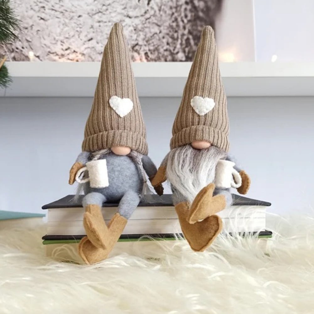 2PCS Coffee Gnomes Plush Coffee Bar Decoration Gift, Knit Swedish Tomte Gnomes Scandinavian ...