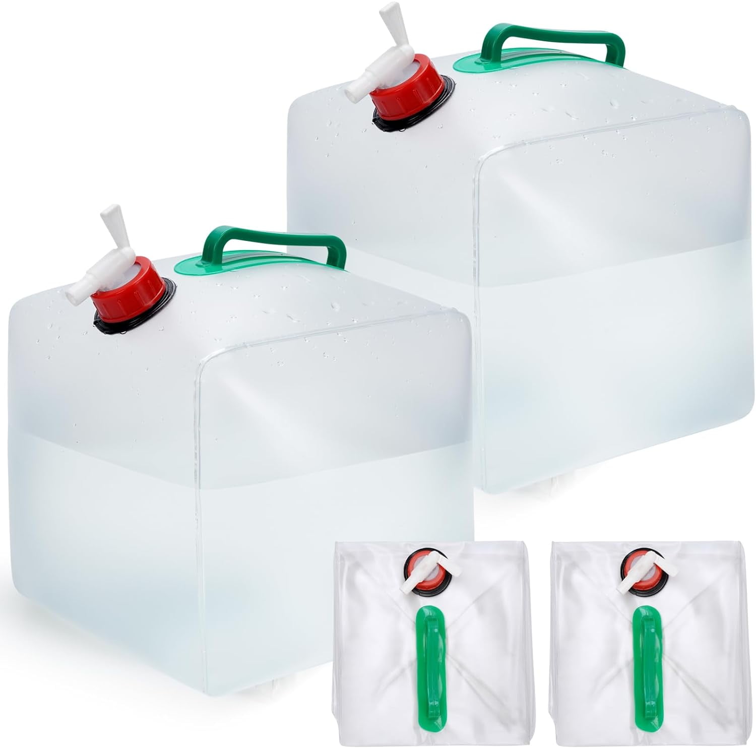 2PCS Collapsible Water Container with Spigot - 2.6 Gallon Food Safe Camping Water Storage Cube ...