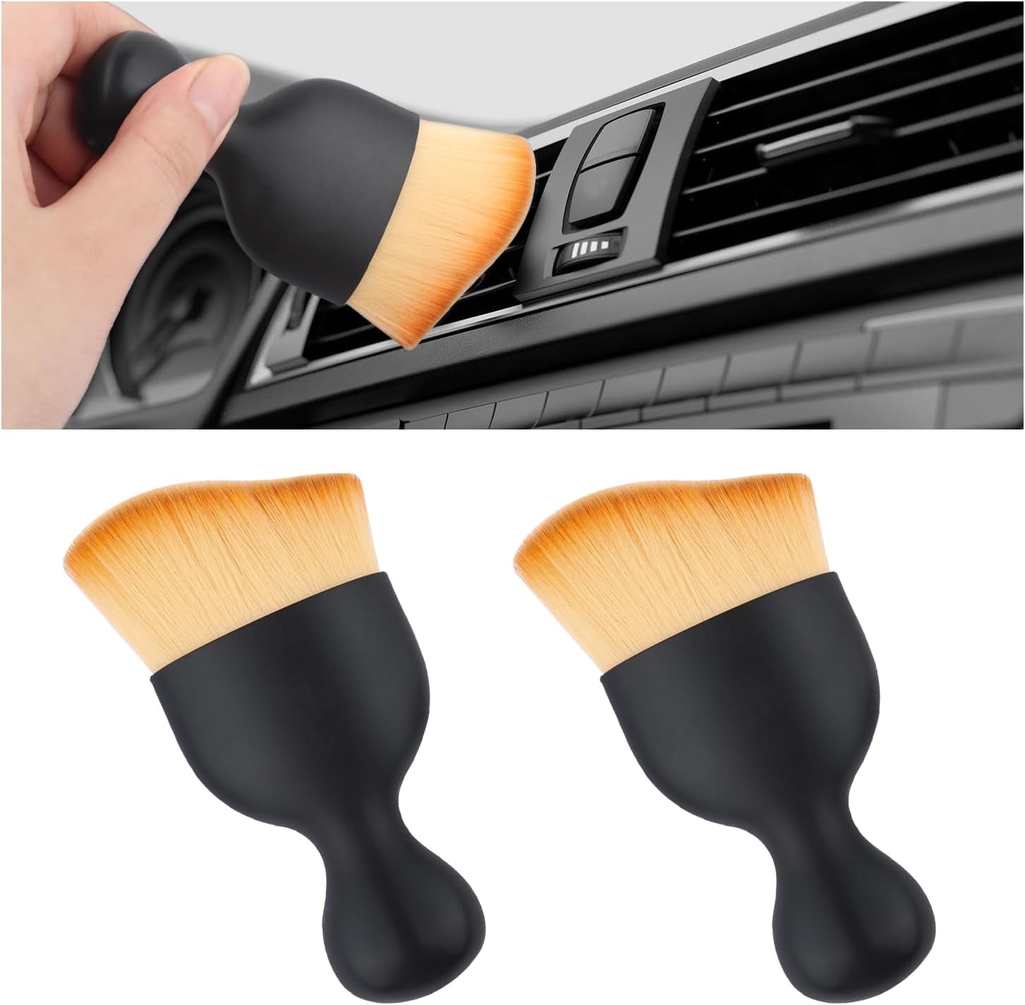2PCS Colorful Car Dust Brush,Curved Bristles Car Interior Dust Sweeping ...