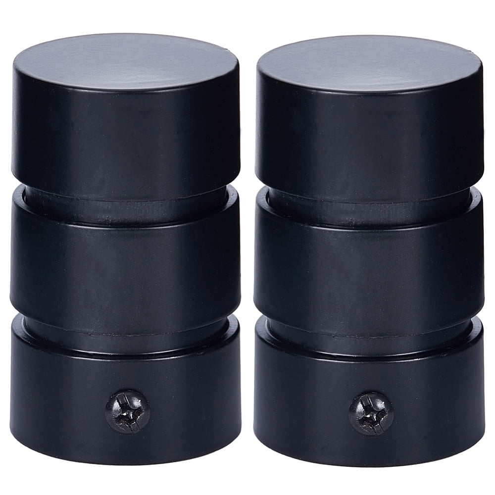 2PCS Column Aluminum Curtain Rod Covers Black Ends Curtain Finials Ends ...
