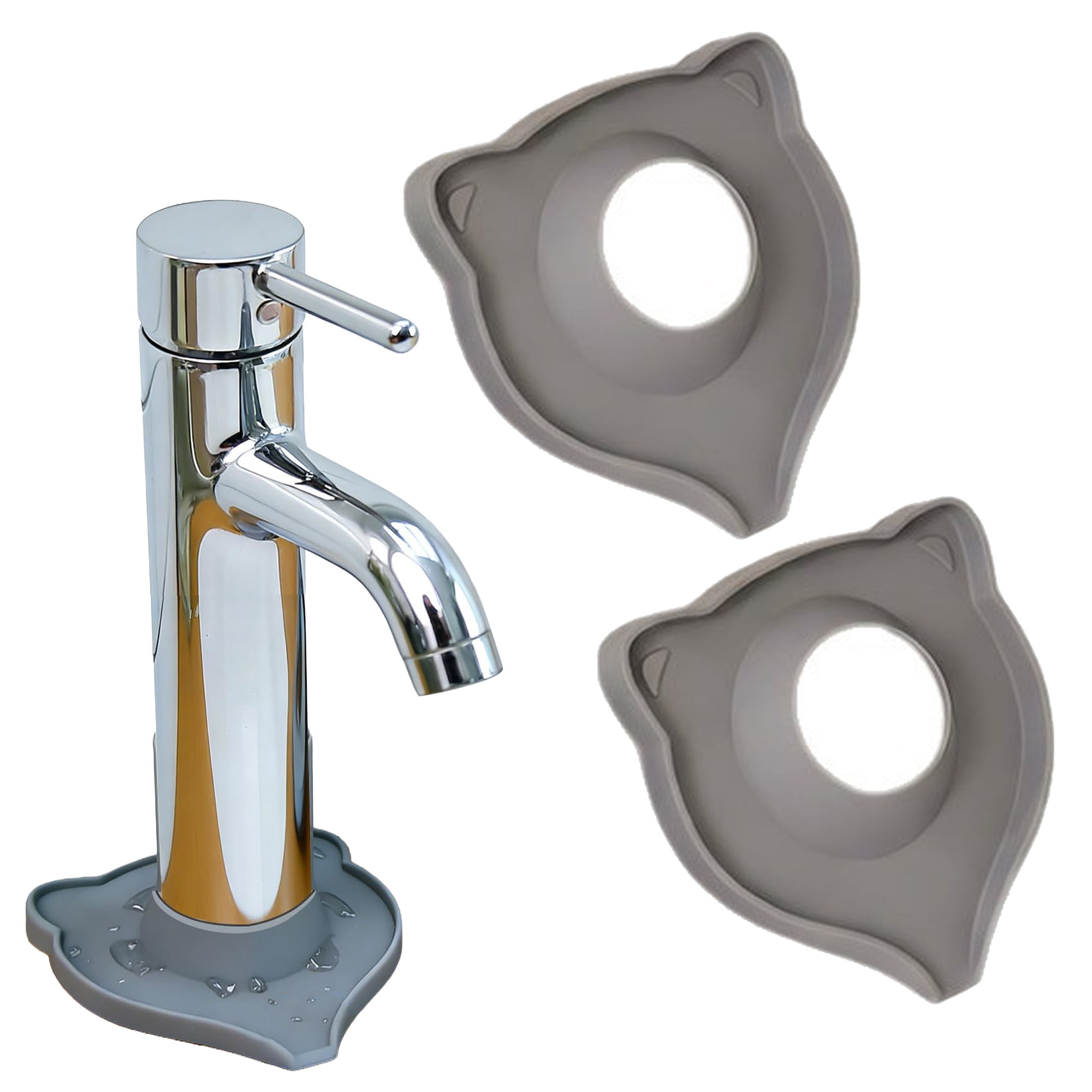 2PCS Compact Silicone Kitchen Sink Faucet Splash Proof Mat, Tap Water ...