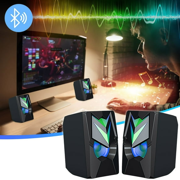 2PCS Computer Speakers with RGB Backlit - Desktop Sound System, Wired ...