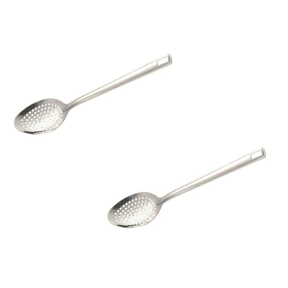 2PCS Cooking Spoon Set Stainless Steel Large Serving Spoons Solid Spoon ...