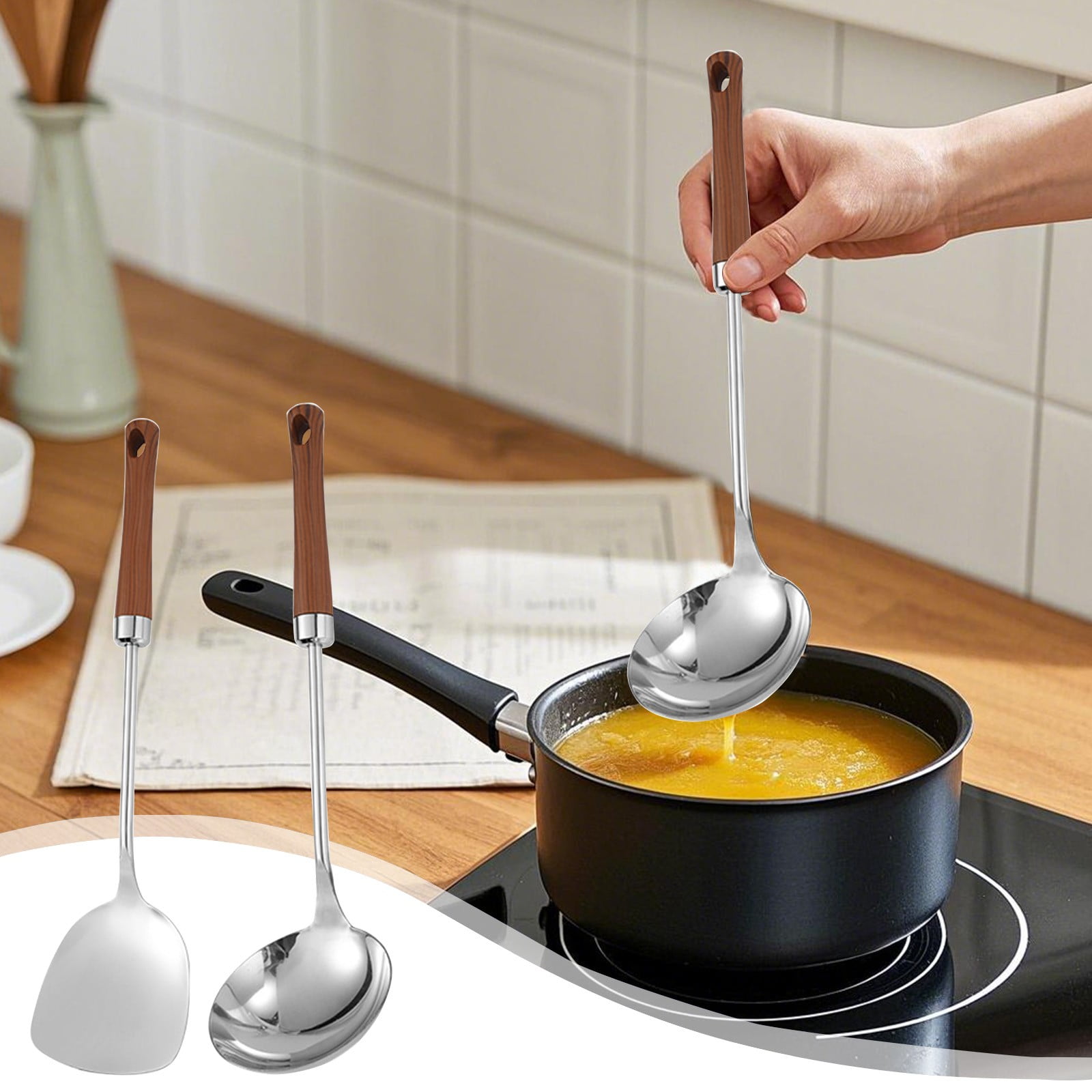 2PCS Cooking Utensils Set Professional Cooking Spoon and Kitchen ...