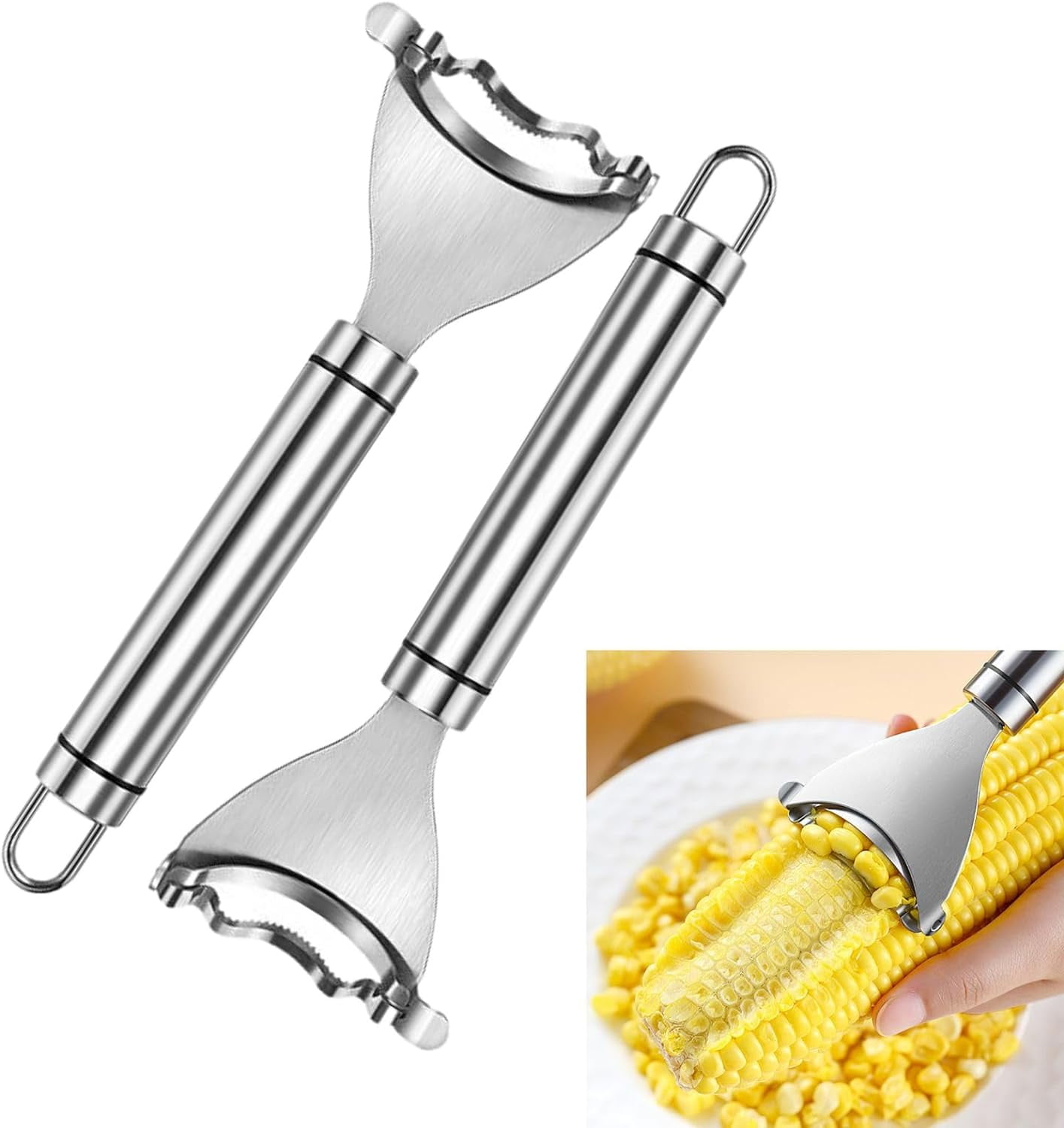 2PCS Corn Peeler,Corn Stripper Corn Cob Stripper Tool,Stainless Steel ...