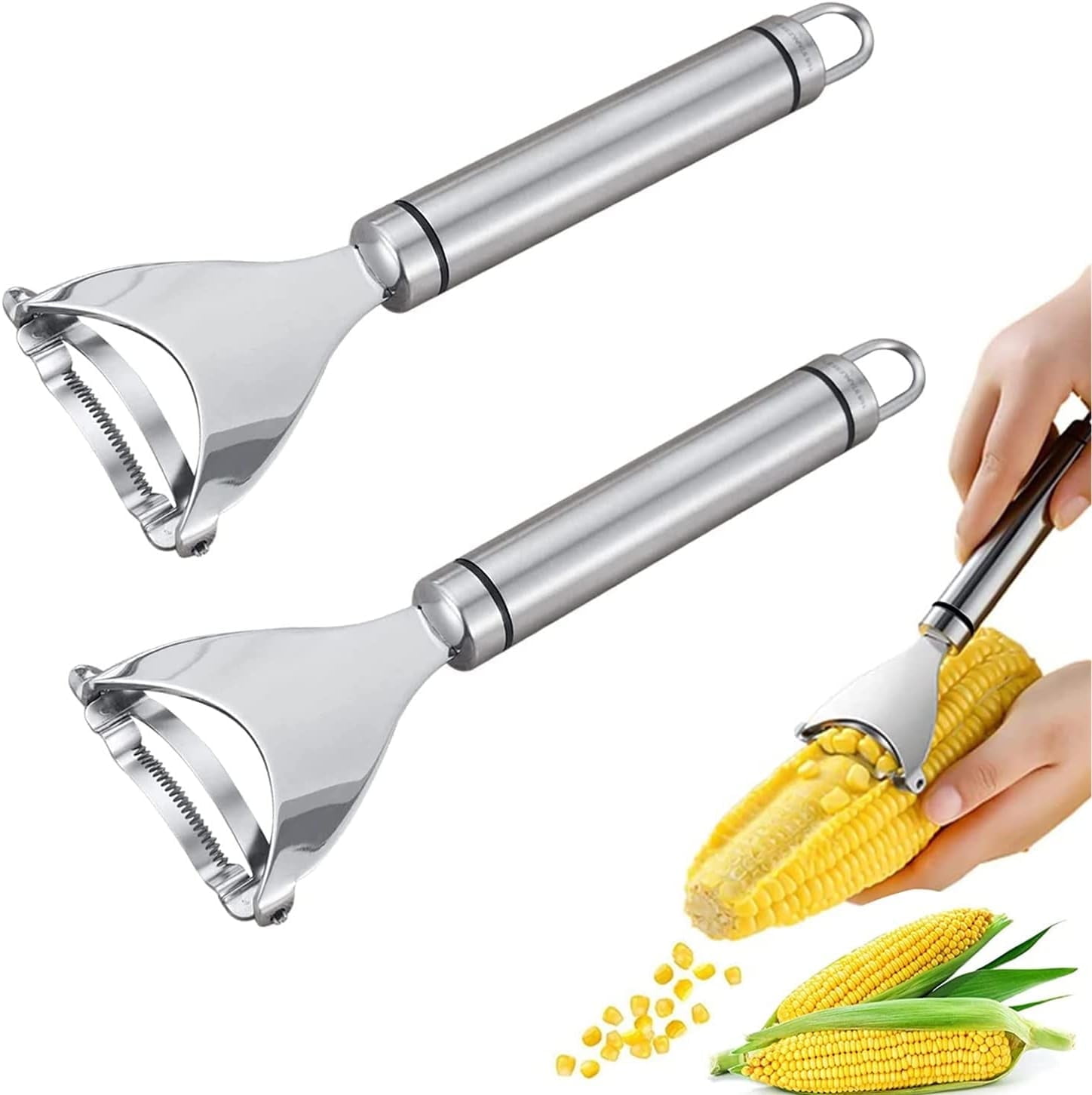2PCS Corn Peeler,Corn Stripper Corn Cob Stripper Tool,Stainless Steel ...