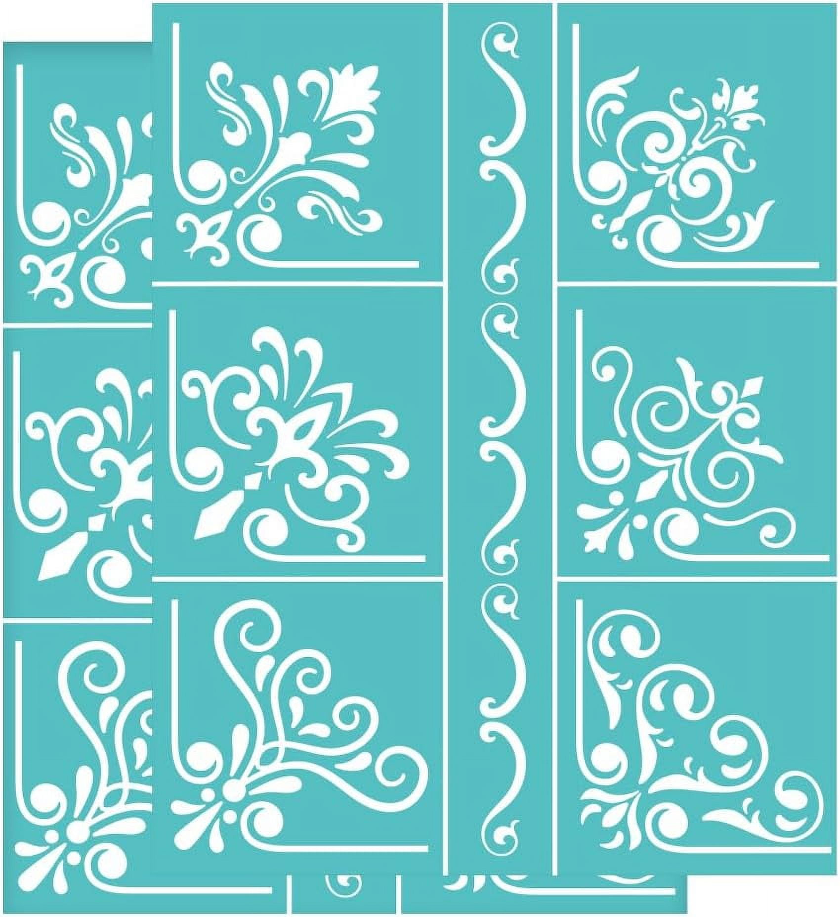 2PCS Corner Lace Silk Screen Stencils 8.5x11 Reusable Self-Adhesive ...