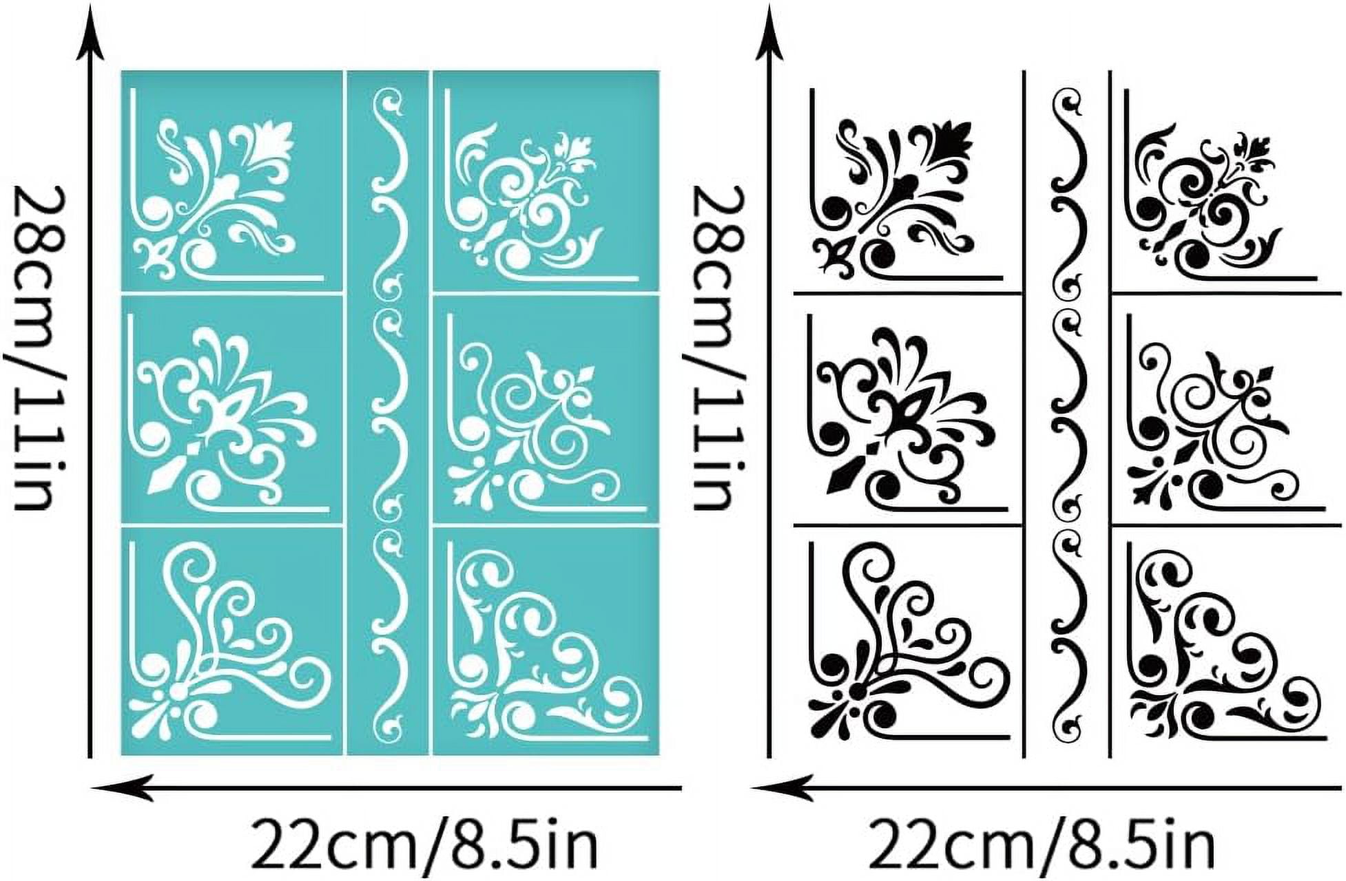 2PCS Corner Lace Silk Screen Stencils 8.5x11 Reusable Self-Adhesive ...