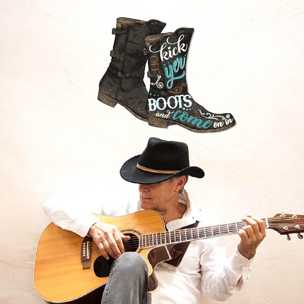 2PCS Cowboy Boots Wall Decals Western Cowboy Wall Stickers Kick Your ...