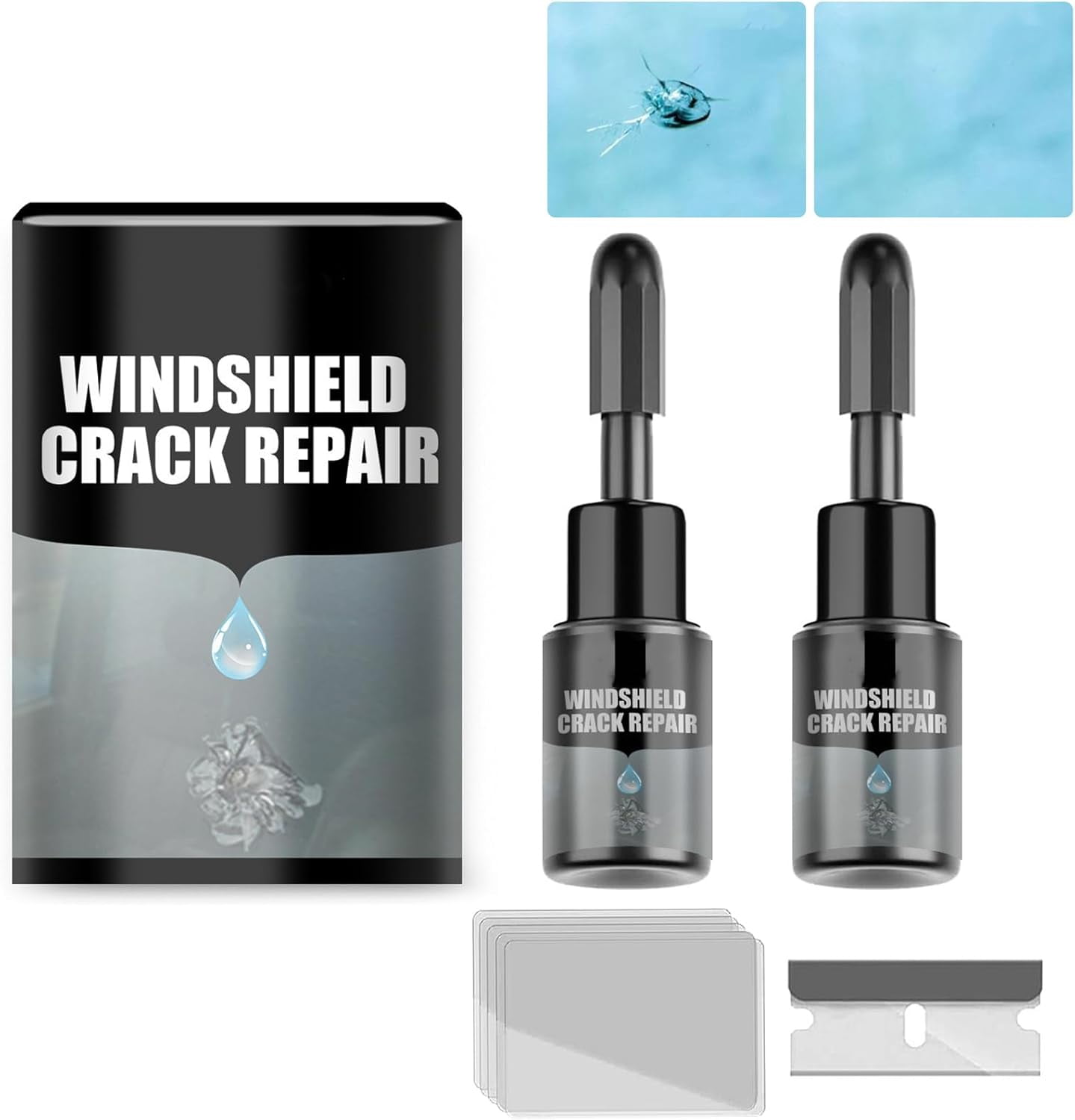 2PCS Crack Fix Pro Kit Windshield, Car Windshield Crack Repair Kit ...