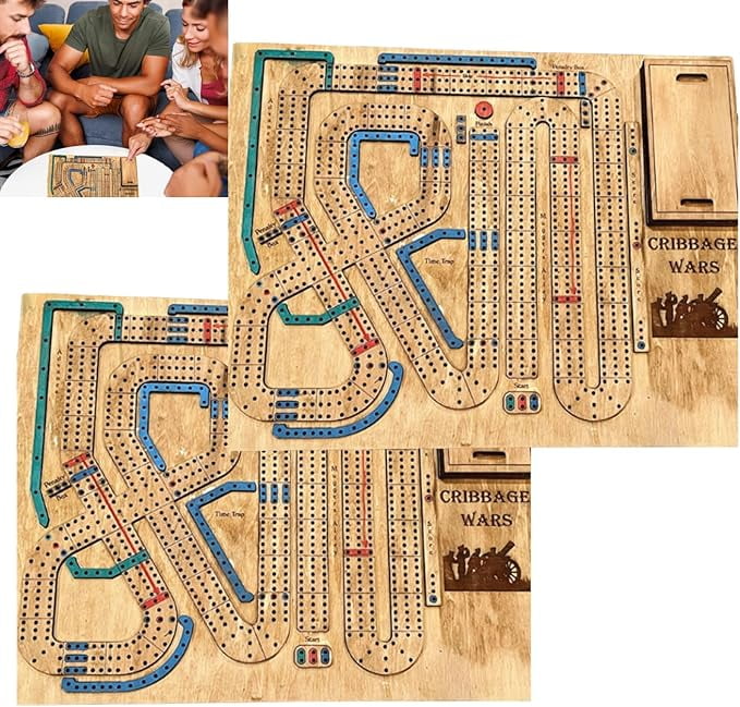2PCS Cribbage Wars Board Game, 2024new Wooden Cribbage Board Game Set ...