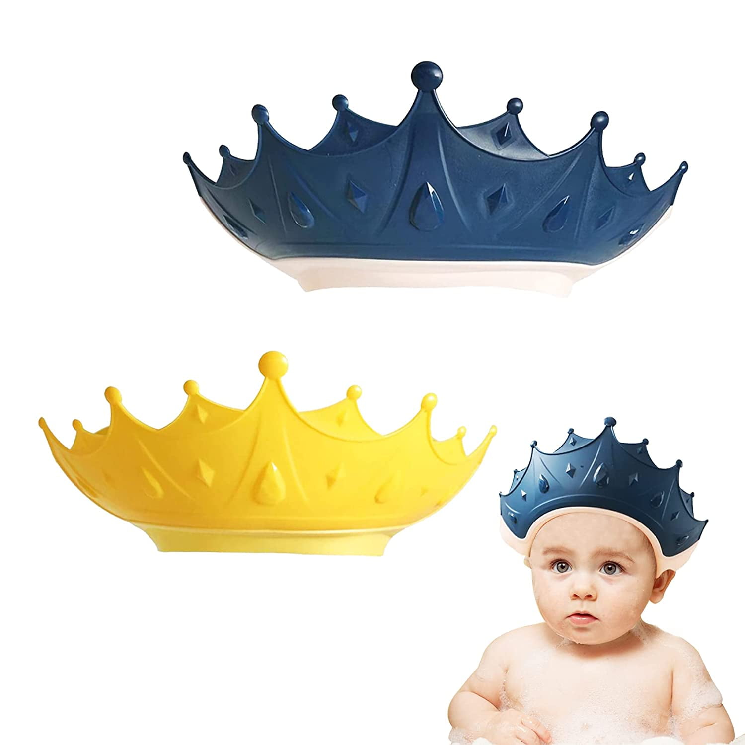 2PCS Crown Baby Shower Cap, Adjustable Waterproof Shampoo Hat Baby Hair ...