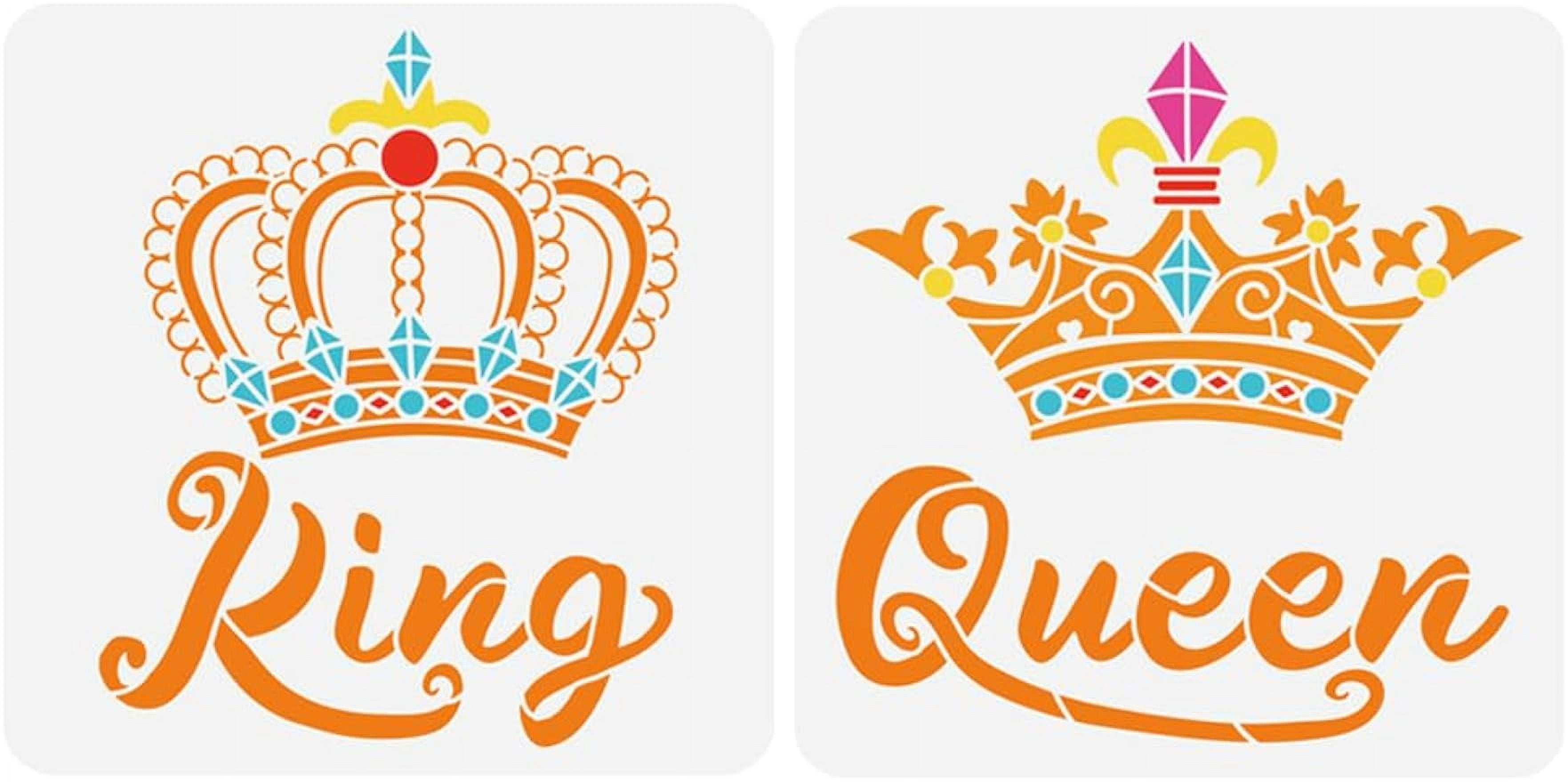 2PCS Crown Stencil for Painting Queen and King Painting Template Retro Crown Pattern Stencil ...