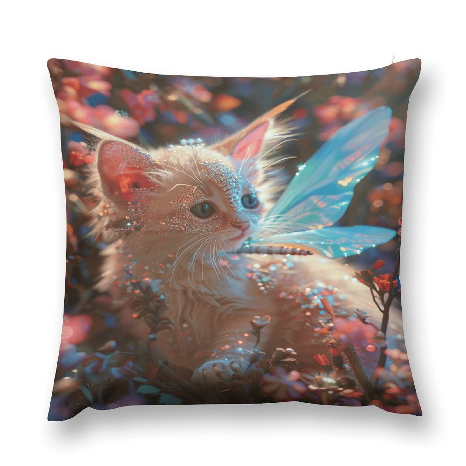 2PCS Crystal Cat Pillow Cover Decorative Square Cushion Accent ...