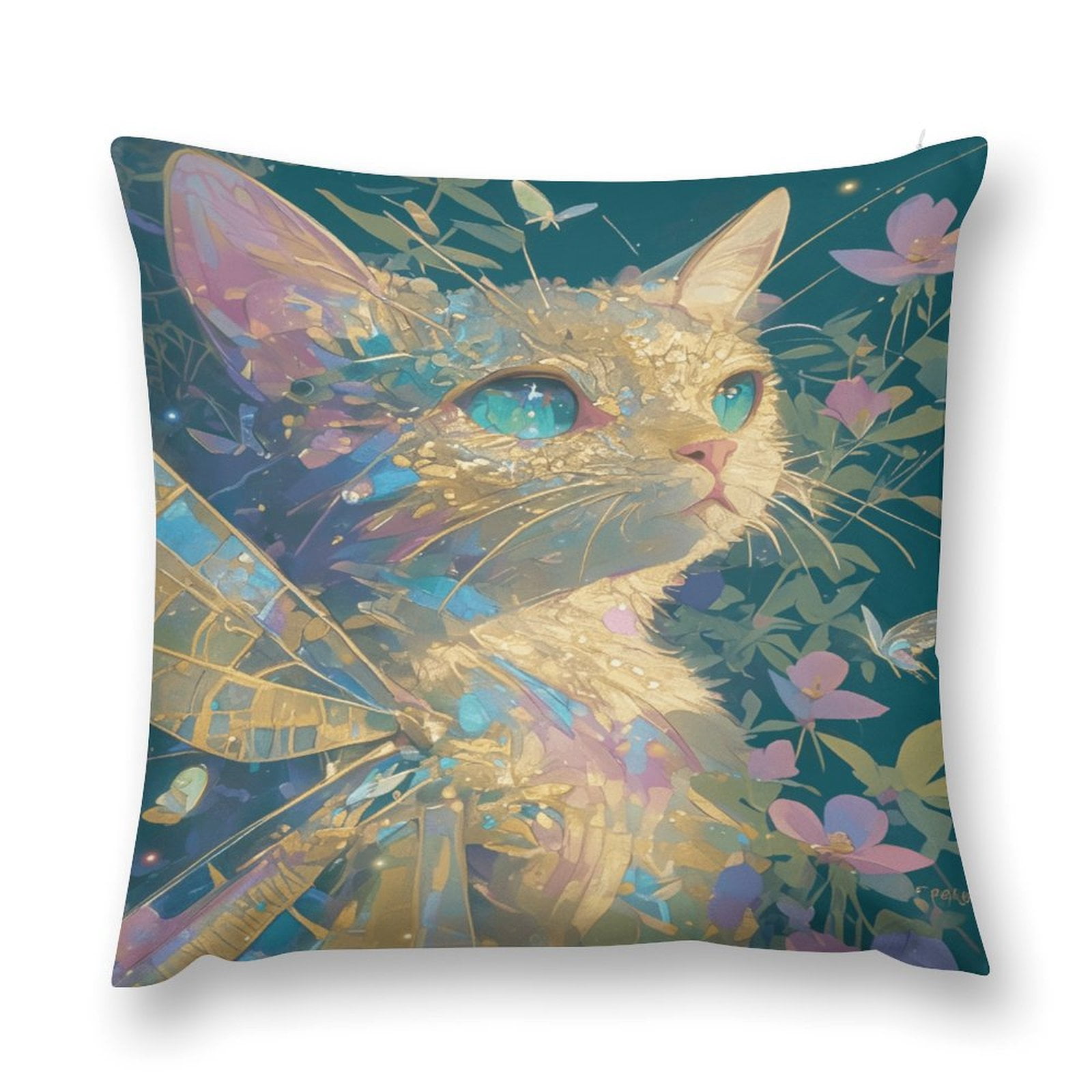 2PCS Crystal Cat Throw Pillow Covers 18x18 Decorative Pillows Case Soft ...