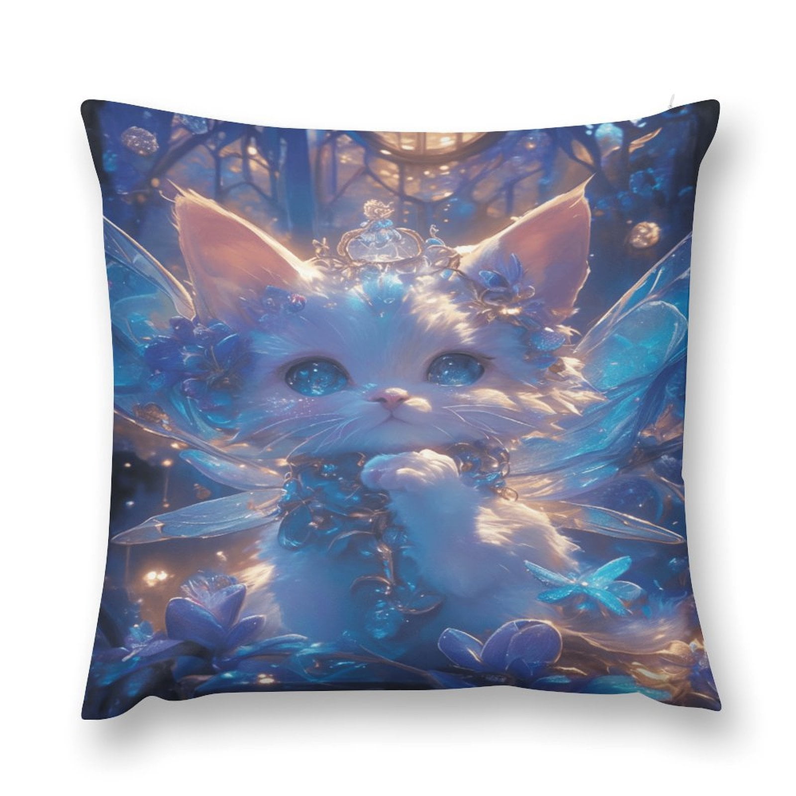 2PCS Crystal Cat Throw Pillow Covers 18x18 Decorative Pillows Case Soft ...