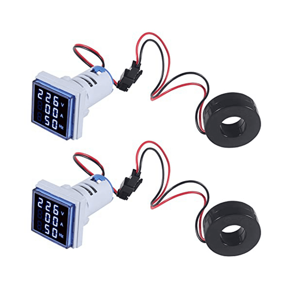 2PCS Current Voltage Meters, Digital 3In1 22mm Voltmeter Ammeter Hz ...