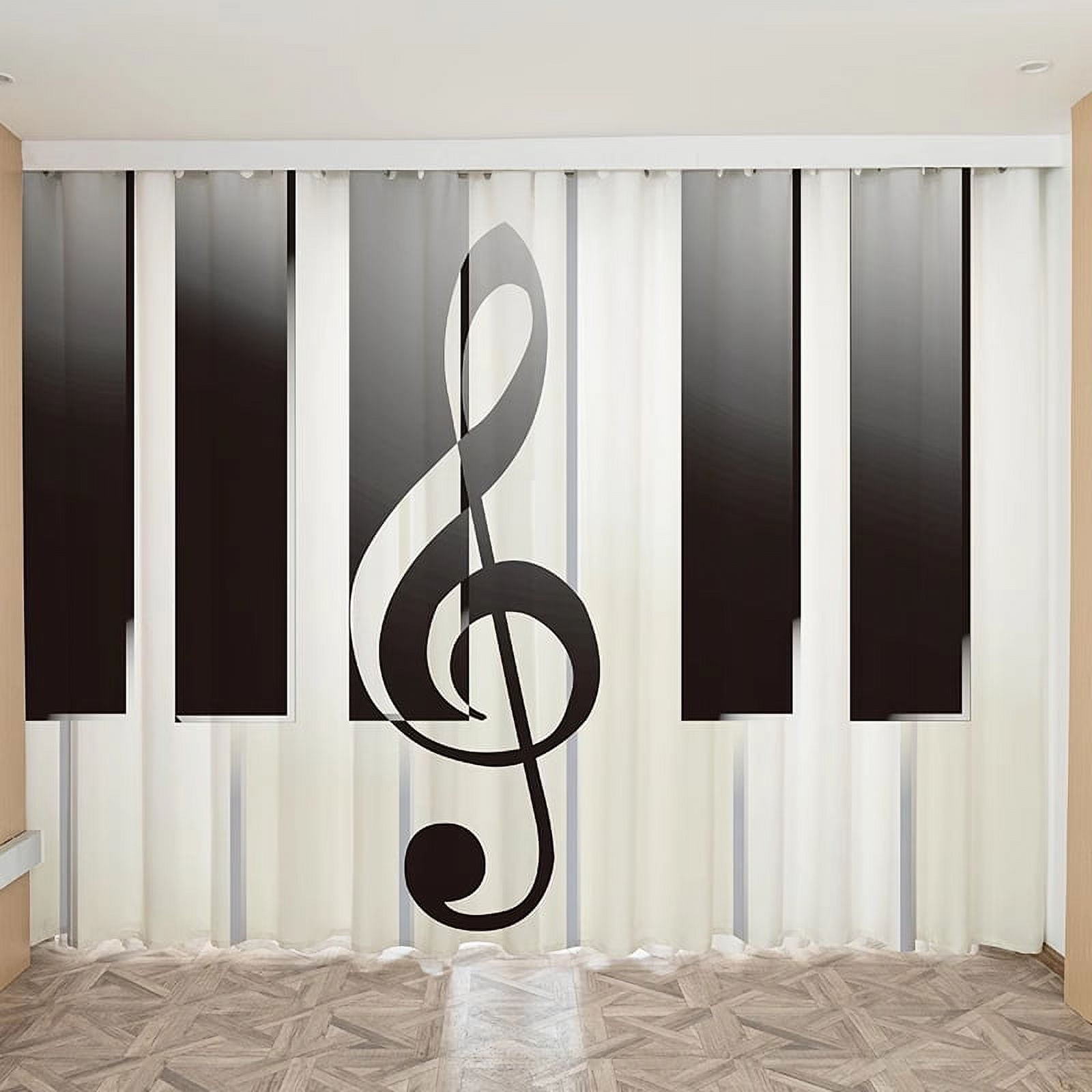 2PCS Custom Curtain Modern Simple Musical Instrument Notes Piano Violin ...
