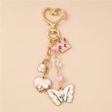 2PCS Cute Enamel Flower Butterfly Keychain Women Girls Love Heart Key ...