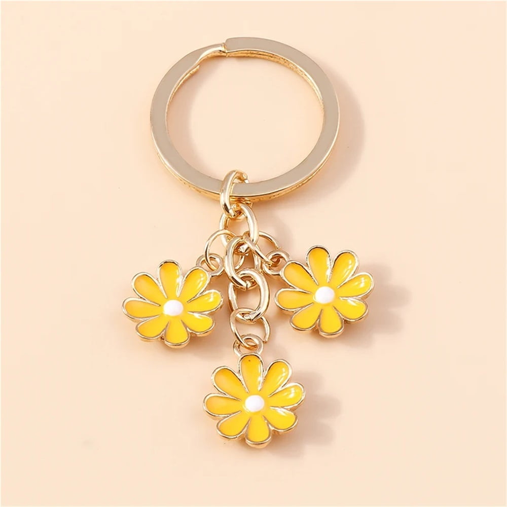 2PCS Cute Enamel Keychain Colorful Sakura Flower Key Ring Sweet Key ...
