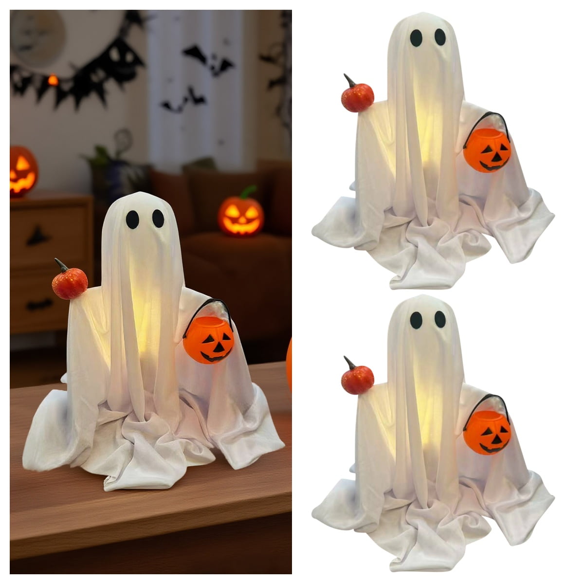 2PCS Cute Halloween Ghost Decorations DIY Spooky Ghosts Table Decor ...