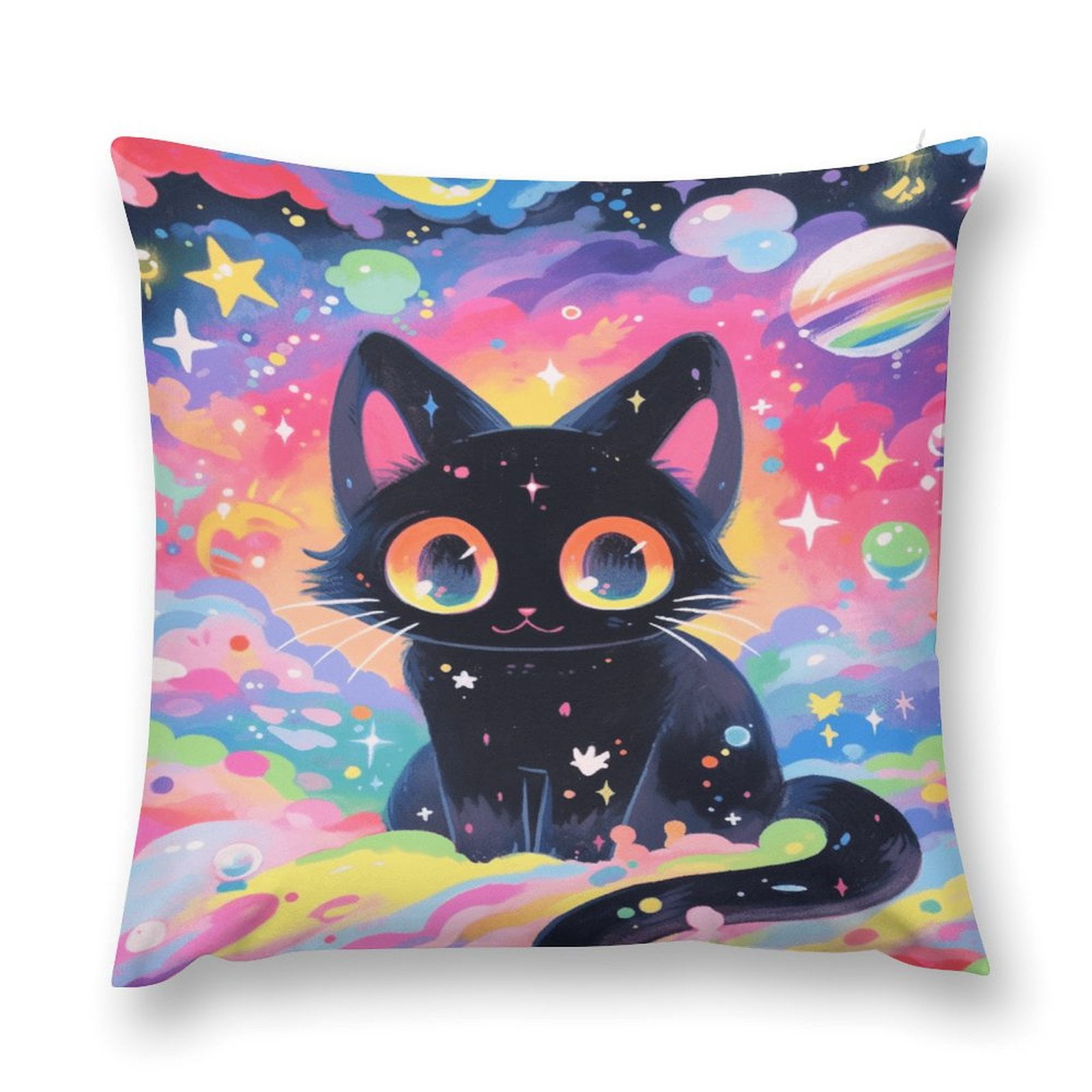 2PCS Cute Planet Cat Throw Pillow Covers 18x18 Decorative Pillows Case ...